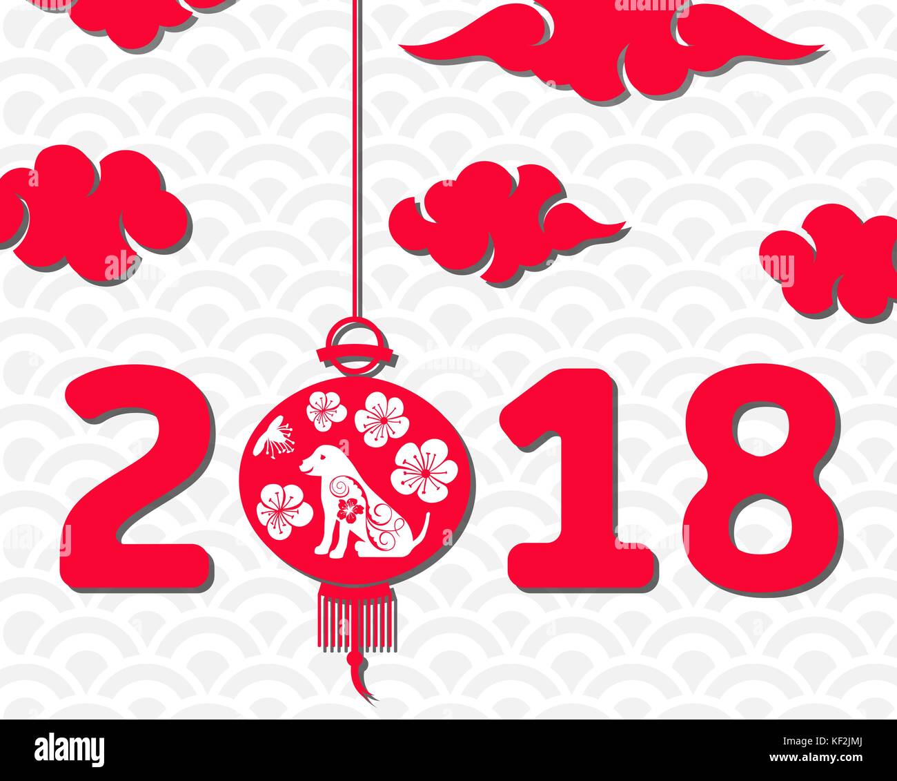 Happy Chinese New Year 2018 Card, Year of Dog, Asian Banner Stock ...