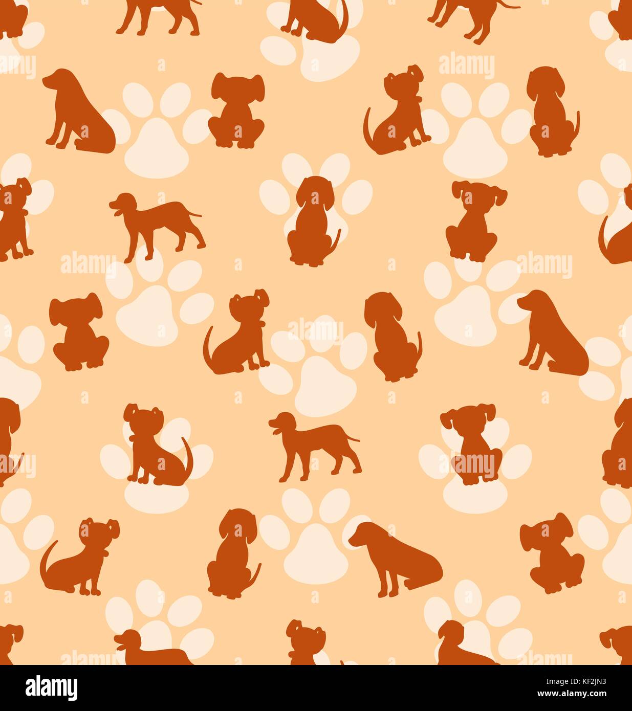 Seamless Pattern with Different Breeds of Dogs, Texture with ...