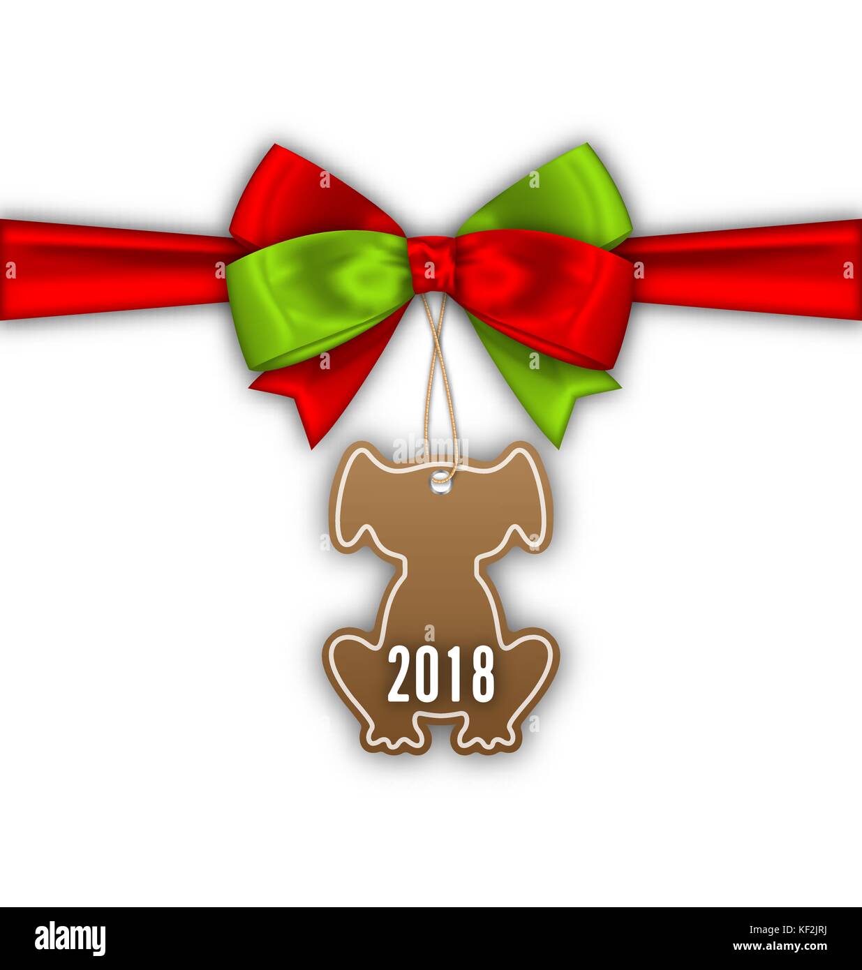 Bow Ribbon with Tag Dog, Label with 2018 Stock Vector Image & Art - Alamy