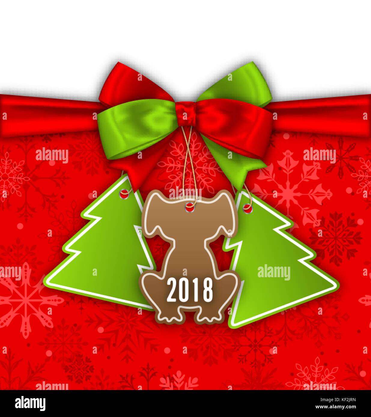 Tags and Stickers with Dog. Greeting Label 2018, New Year Stock Vector ...