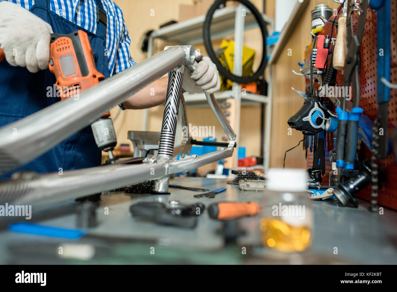 Fixing Bicycle Frame Stock Photo - Alamy