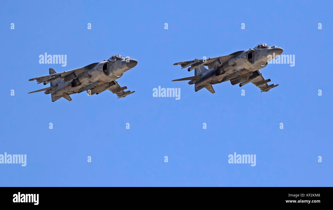Airplane AV-8 Harrier jet performs at Miramar Airshow Stock Photo - Alamy