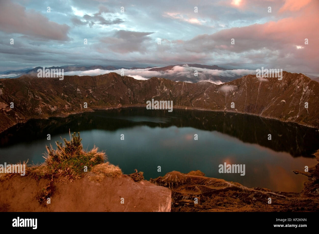 Quilotoa caldera and lake (lagoon), Andes. Ilinizas Nature Reserve ...