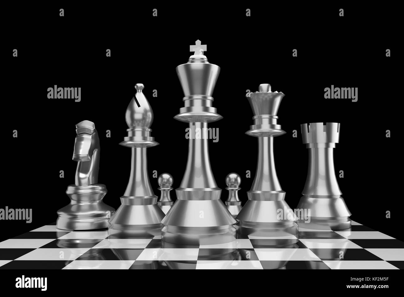 chess of group in metal color in 3D rendering Stock Photo - Alamy