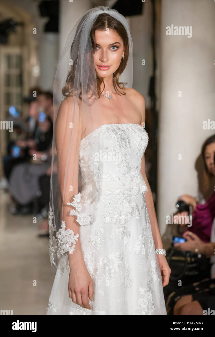 NEW YORK, NY - October 6, 2017: A model walks the runway at the Oleg ...