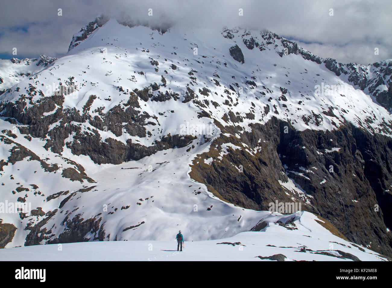 Climber on the slopes of Barrier Knob, above Gertrude Saddle in ...