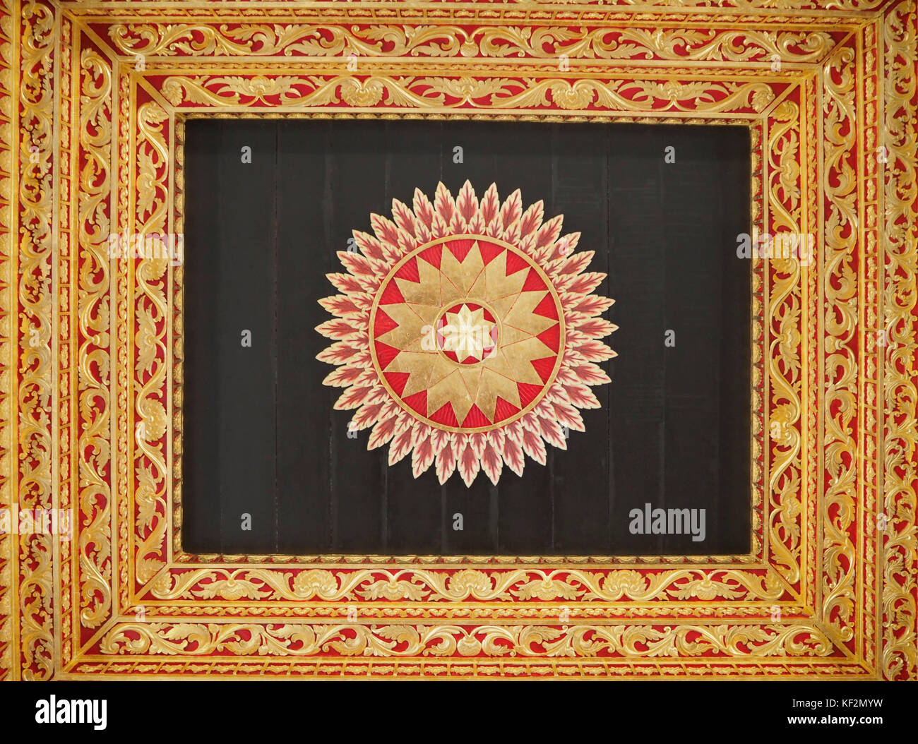 Decoration on the ceiling of a building at the Kraton in Jogjakarta ...