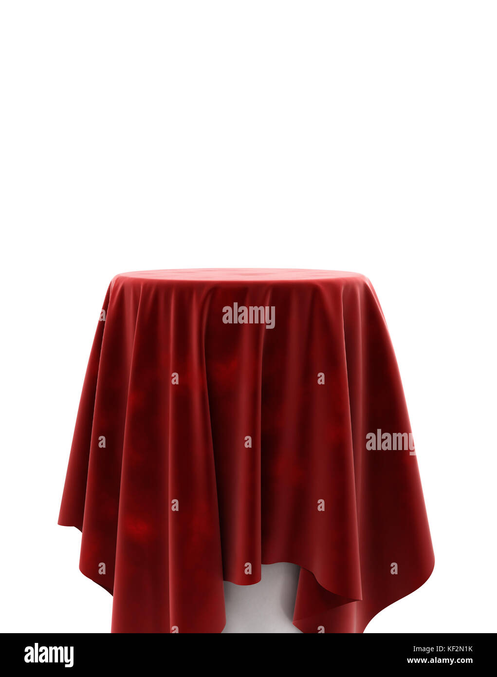 Red velvet cloth on a round pedestal isolated Stock Photo - Alamy