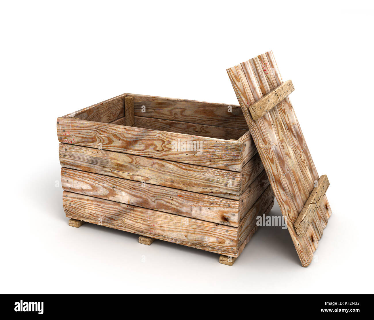 old wooden box isolated on white background Stock Photo - Alamy