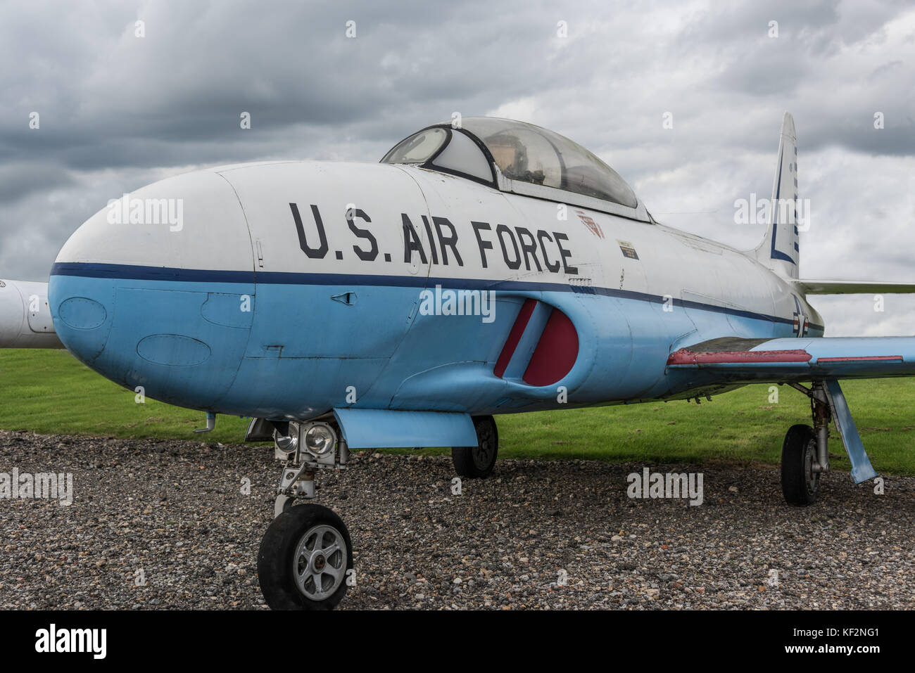 Close up photograph of a T-33A Two-seat jet trainer aircraft for the ...