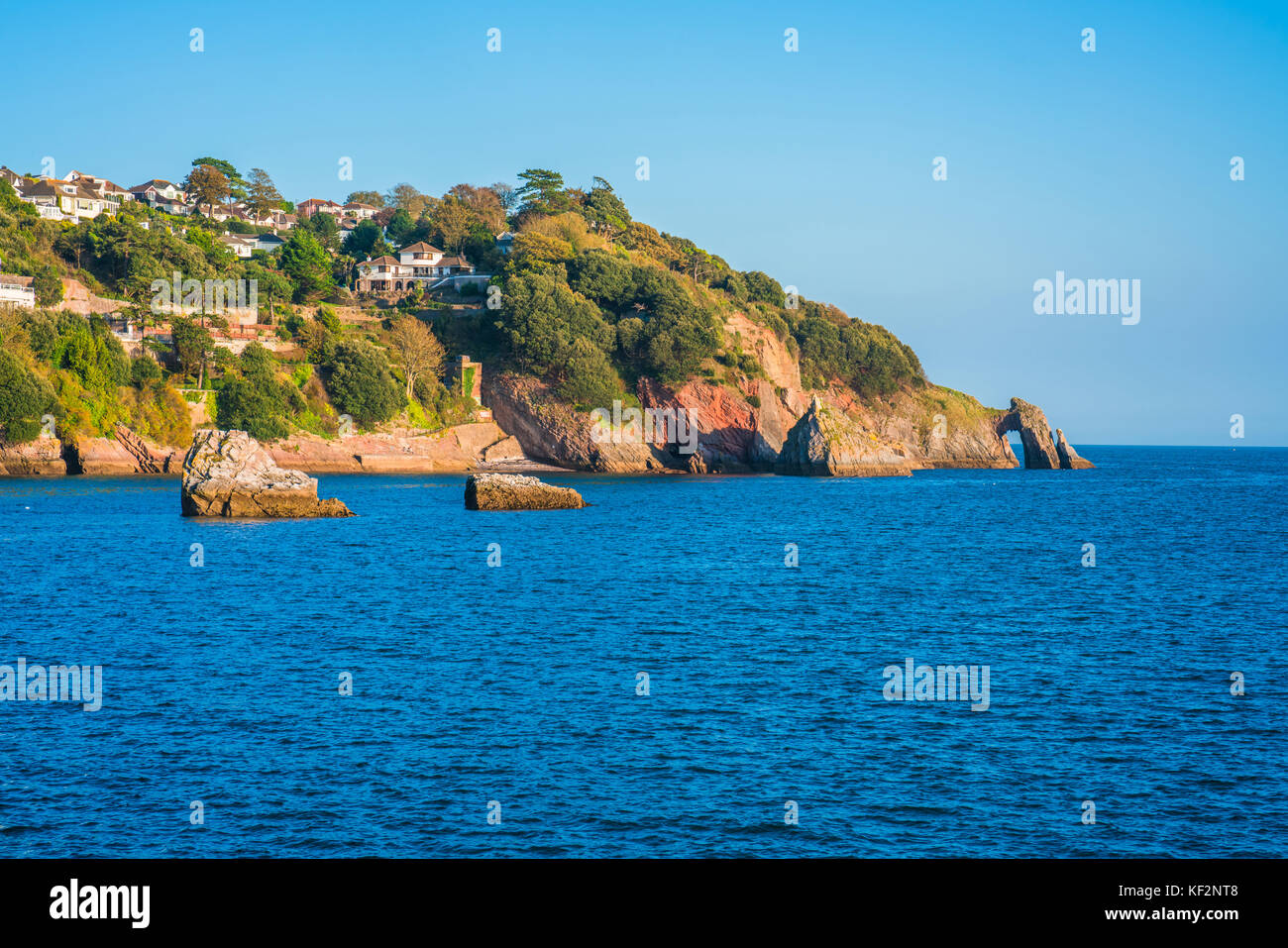 View of London Bridge rock formation in Torquay, South Devon, UK Stock ...