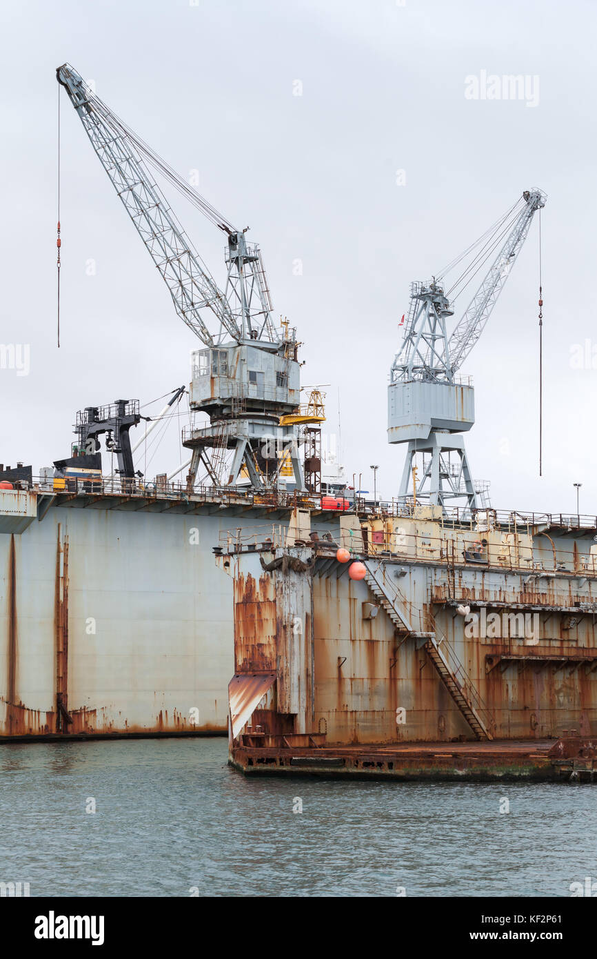Rusty dry dock, shipyard in port of Hafnarfjordur, Iceland Stock Photo ...