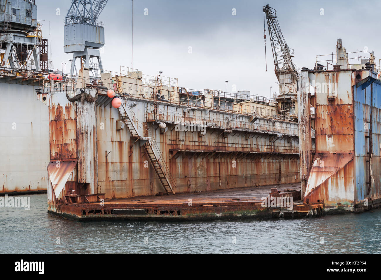 Old empty dry dock, shipyard in port of Hafnarfjordur, Iceland Stock ...