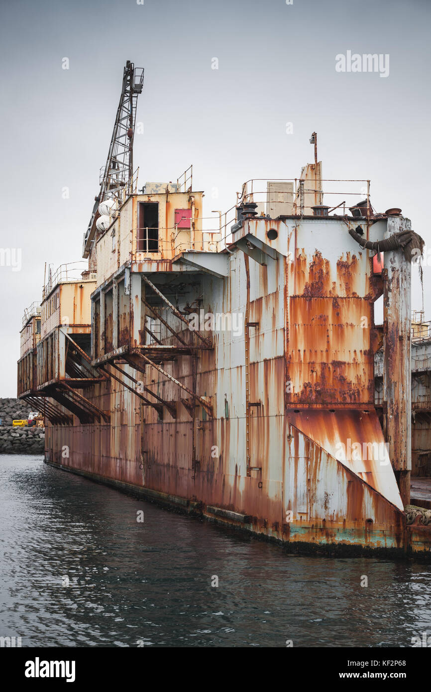 Old dry dock, shipyard in port of Hafnarfjordur, Iceland Stock Photo ...