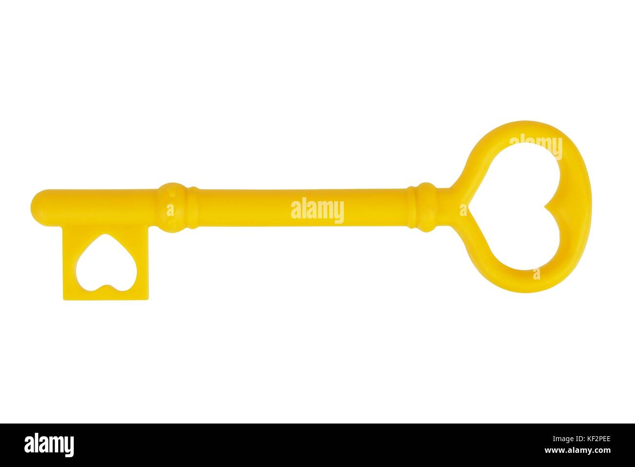 Yellow key with heart shapes isolate on white background Stock Photo ...