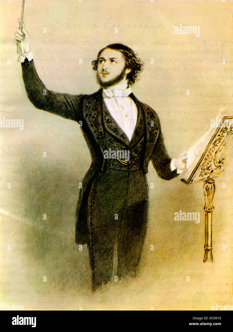 Louis Antoine Jullien conducting. After Gouache by Alfred Edward Chalon ...