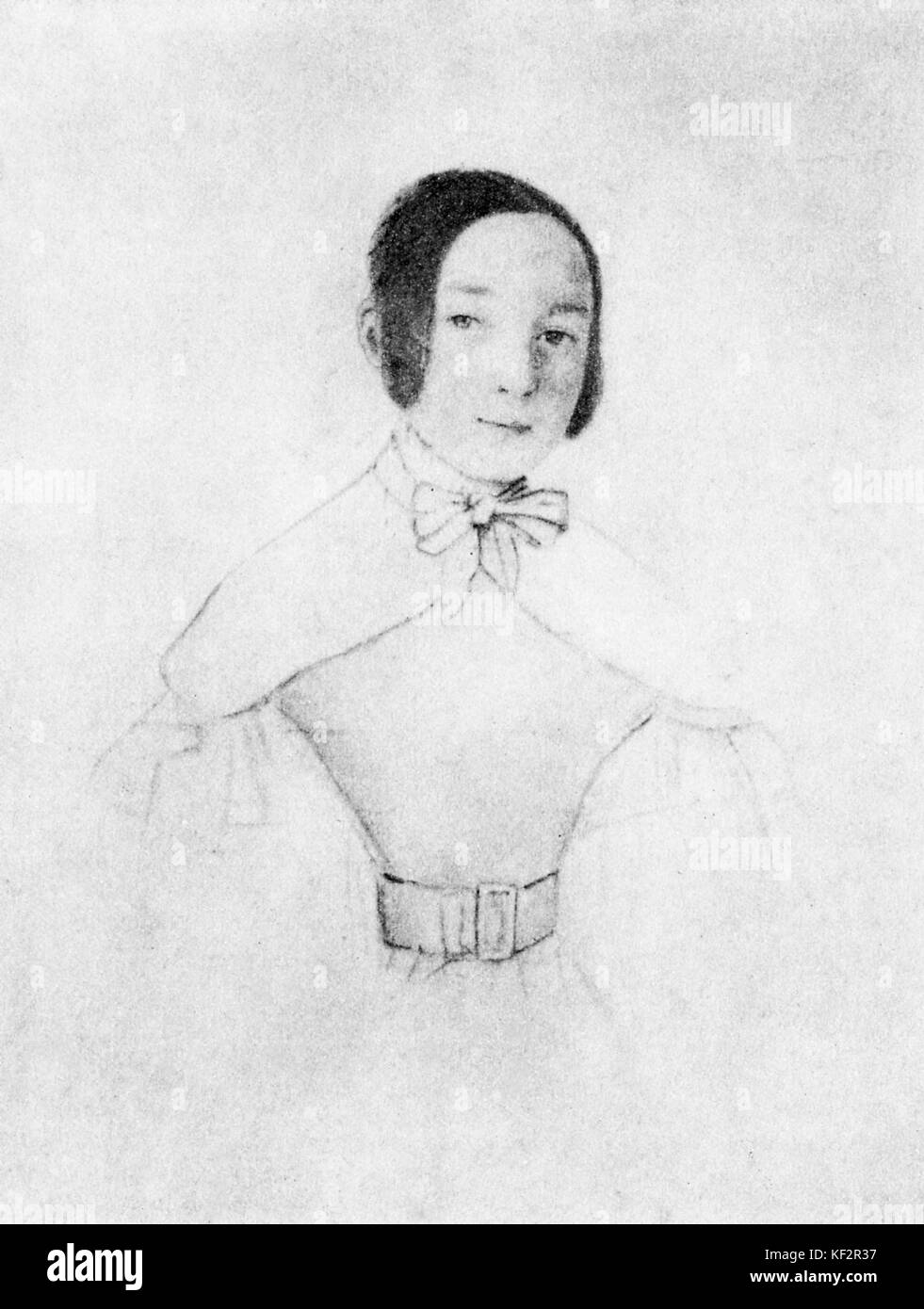 Marie Wodzinska. Fiancée of Chopin. Self- portrait in pencil. 1819-1896 ...