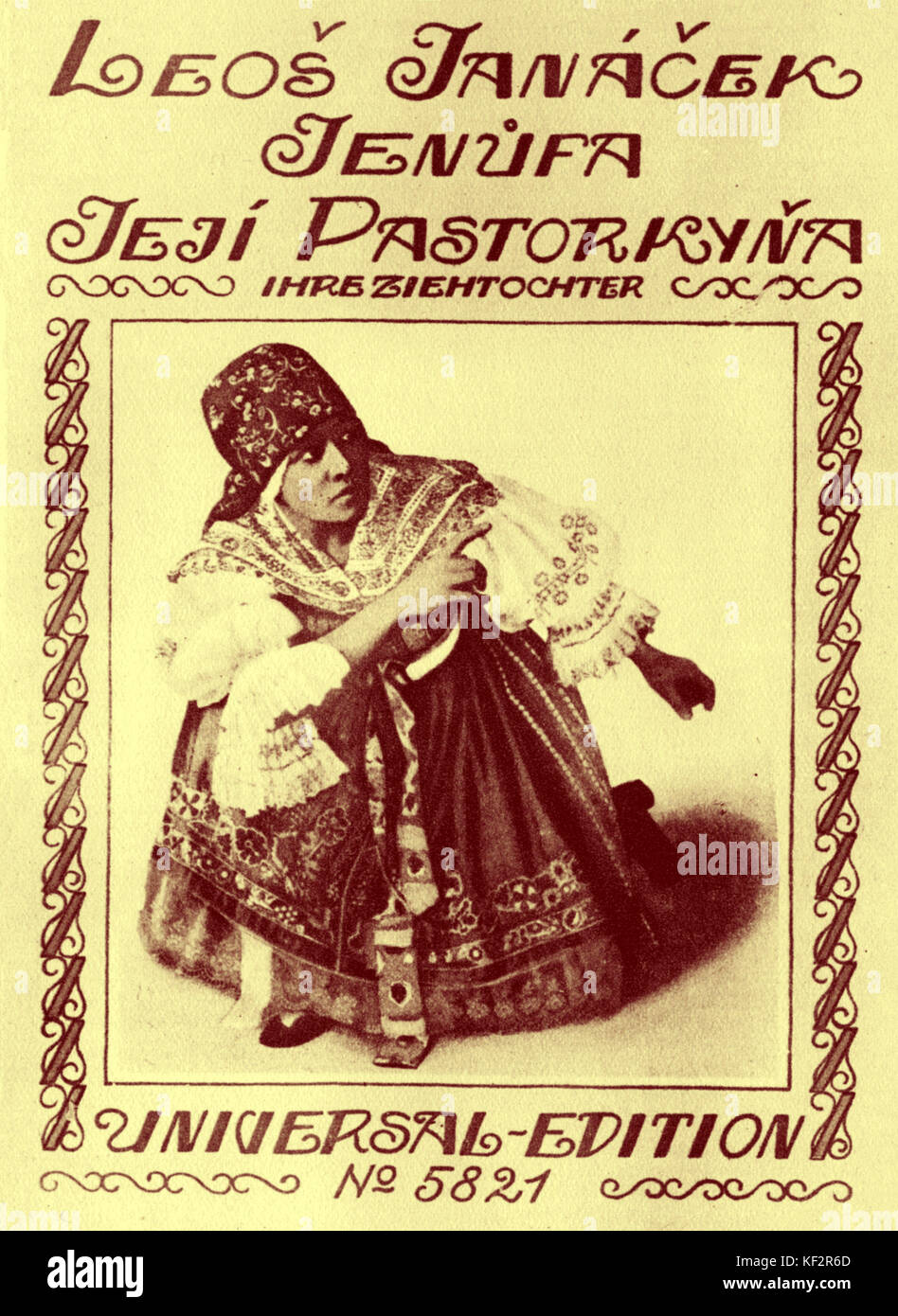 Leos Janacek's 'Jenufa'. Cover of first edition of score. Czech ...