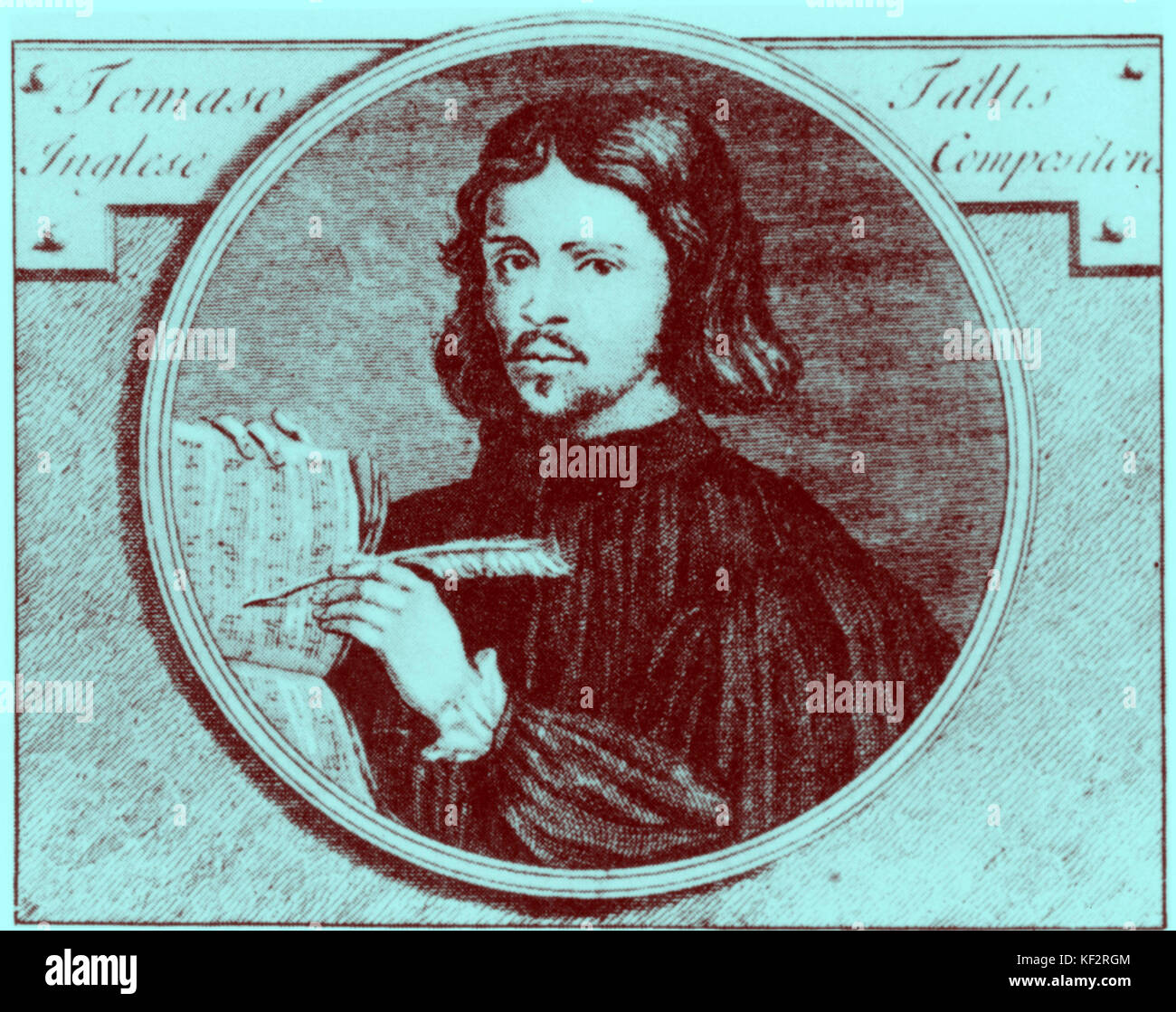 Thomas Tallis writing his music. Engraving by by Van der Gucht c.1700 ...