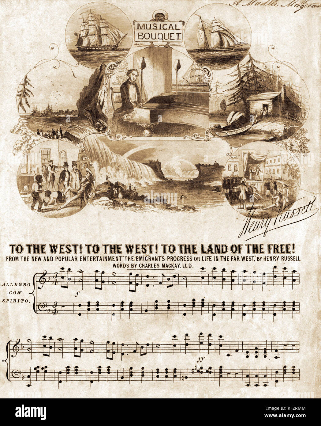'To the West, to the West' score for song by Henry Russell (English ...
