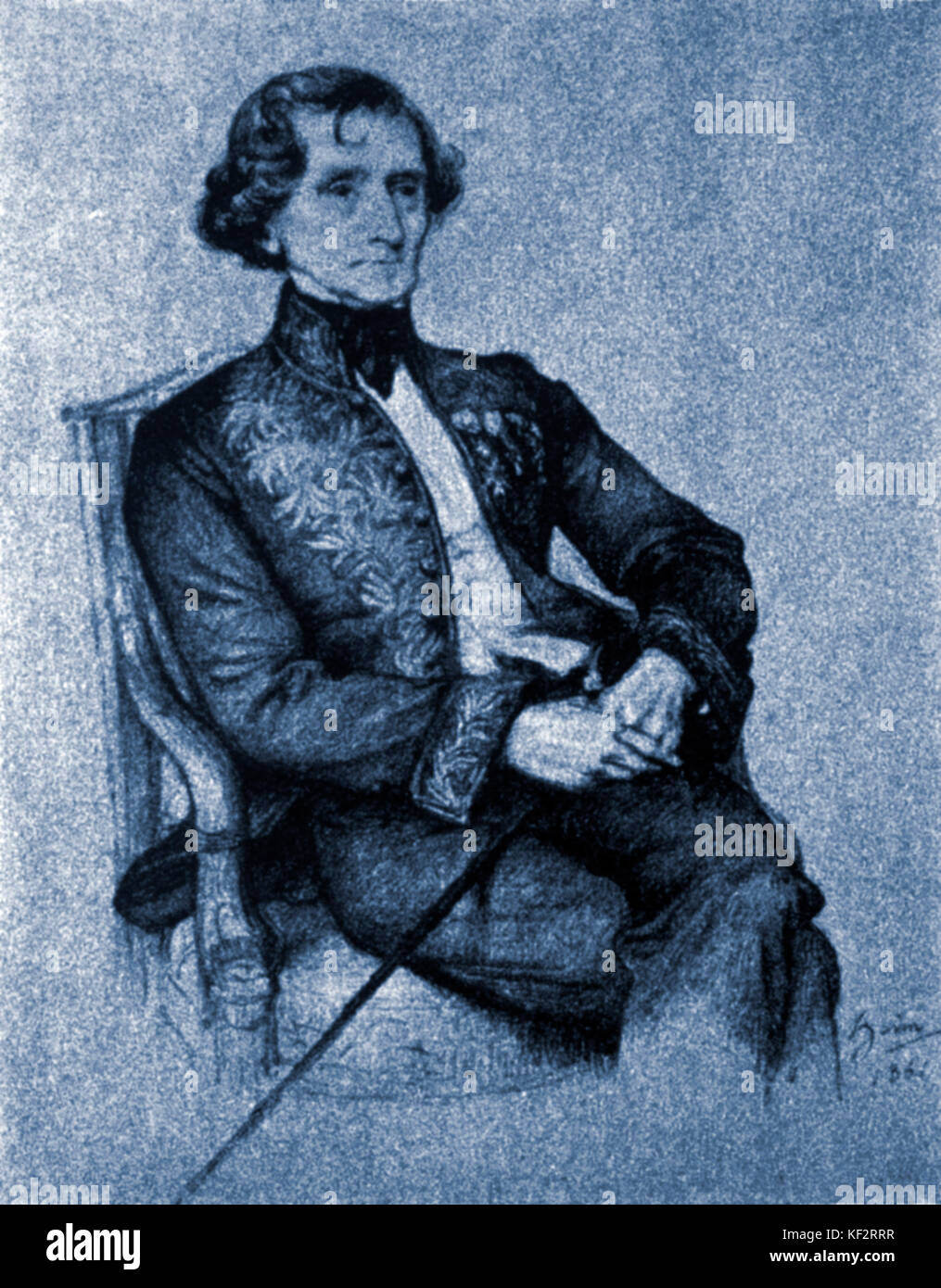 Hector Berlioz - portrait of the French composer in academic dress by ...