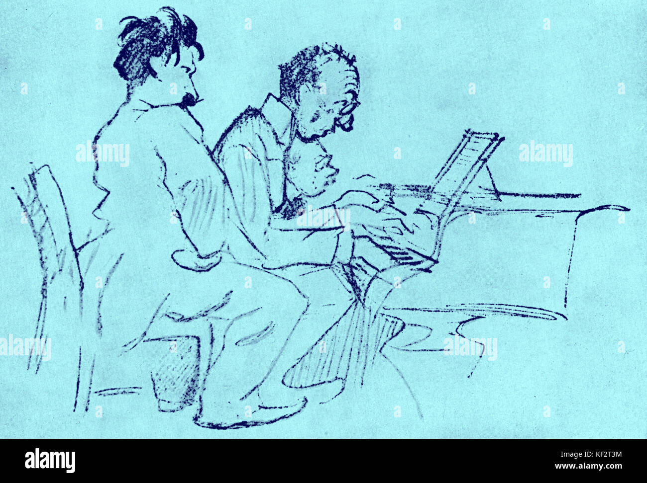 NOVAK, Vitezslav at piano (by his side thought to be Josef SUK ) Czech ...