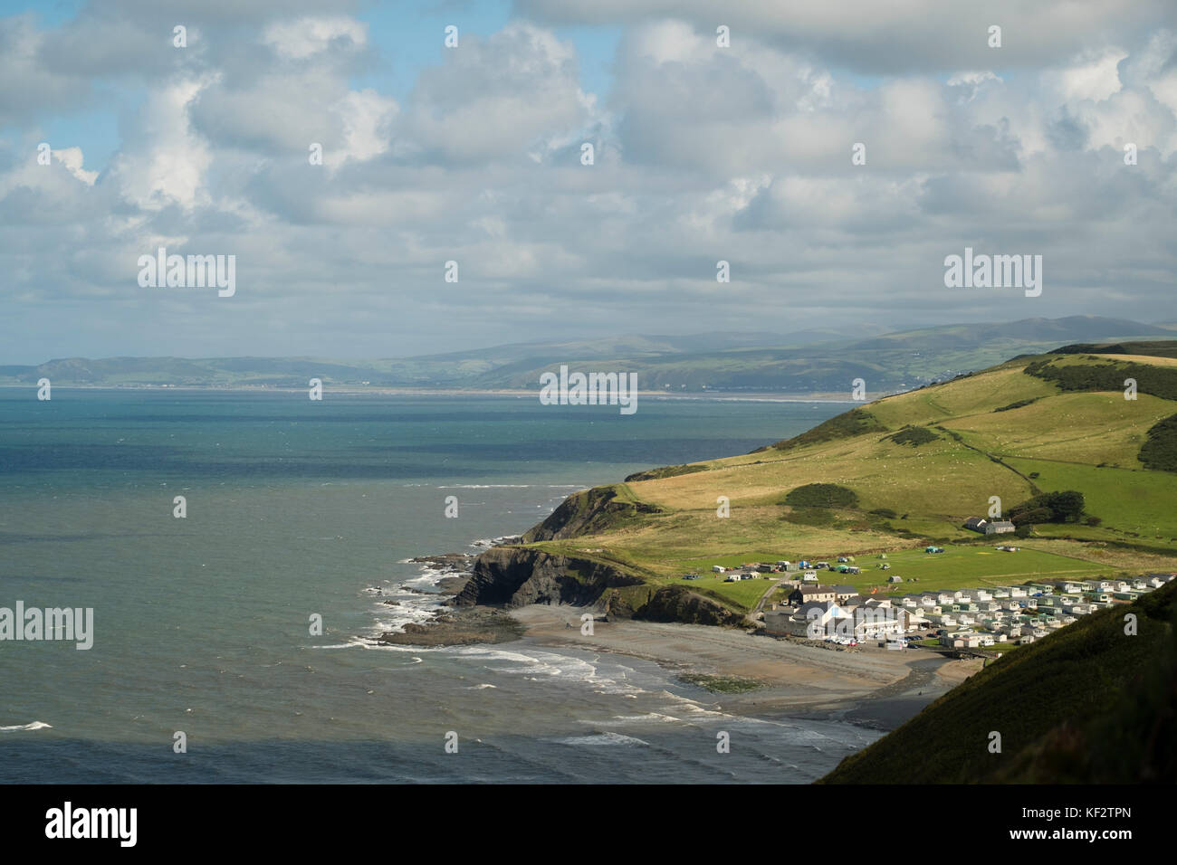 The view looking north over Clarach Bay, to snowdonia national park ...