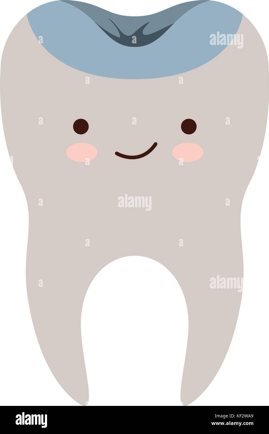 kawaii restored tooth with root in colorful silhouette Stock Vector ...