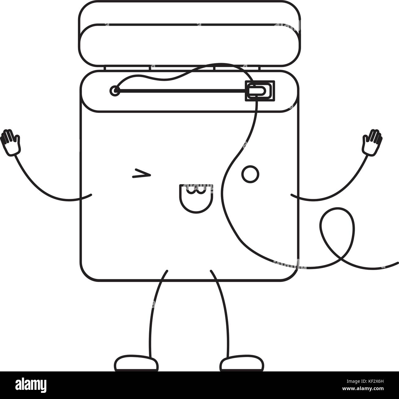 dental floss cartoon in monochrome silhouette Stock Vector Image & Art ...