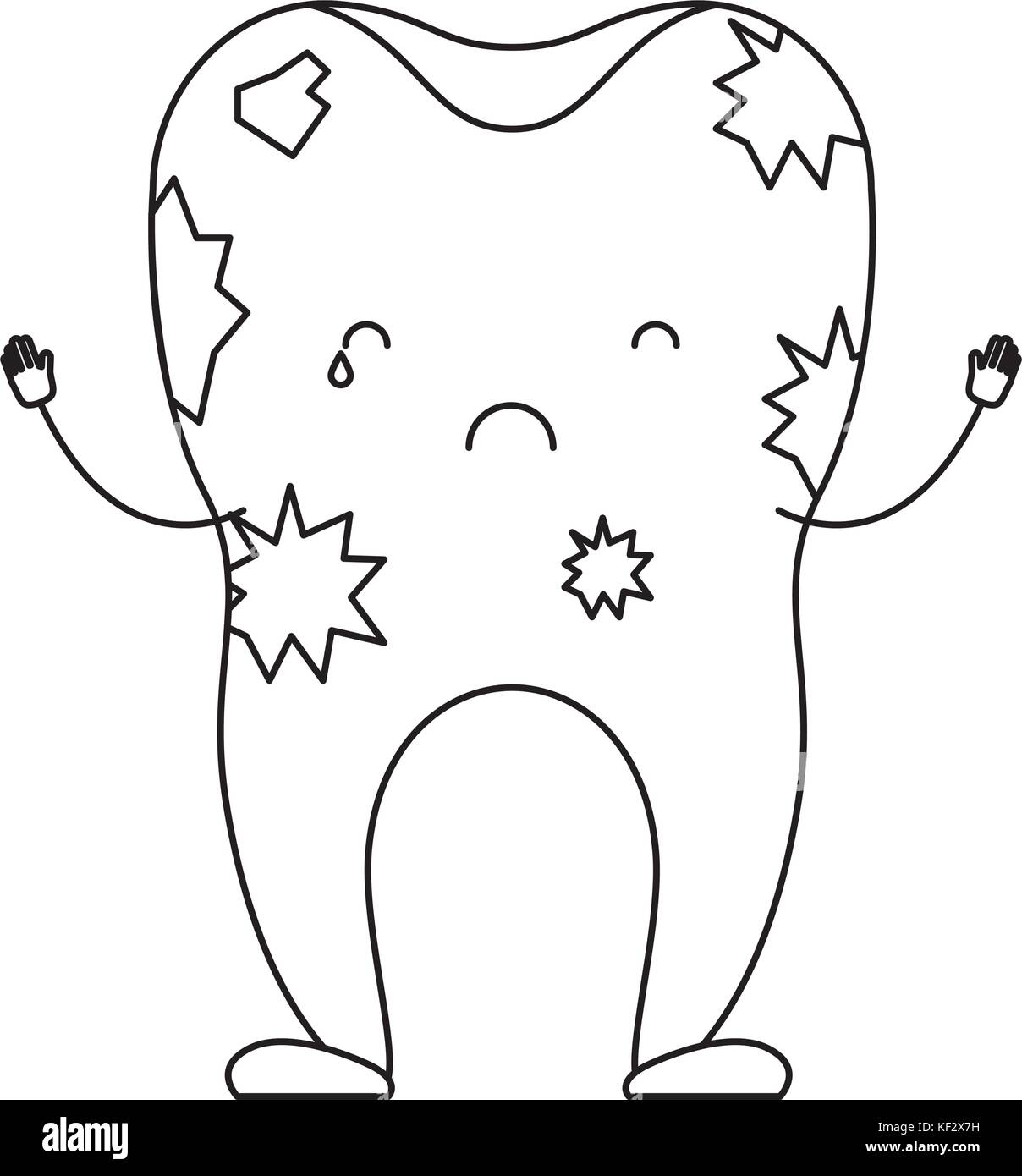 dirty tooth cartoon in monochrome silhouette Stock Vector Image & Art ...