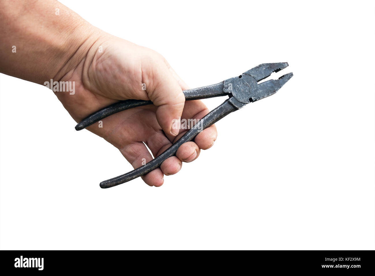 Old Pliers in a male hand Stock Photo - Alamy