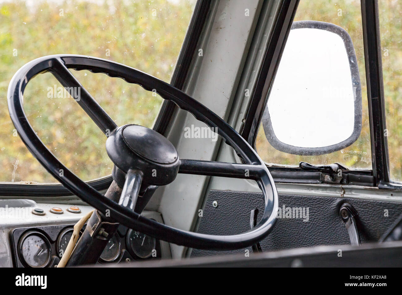 Steering wheel in the cockpit Stock Photo - Alamy