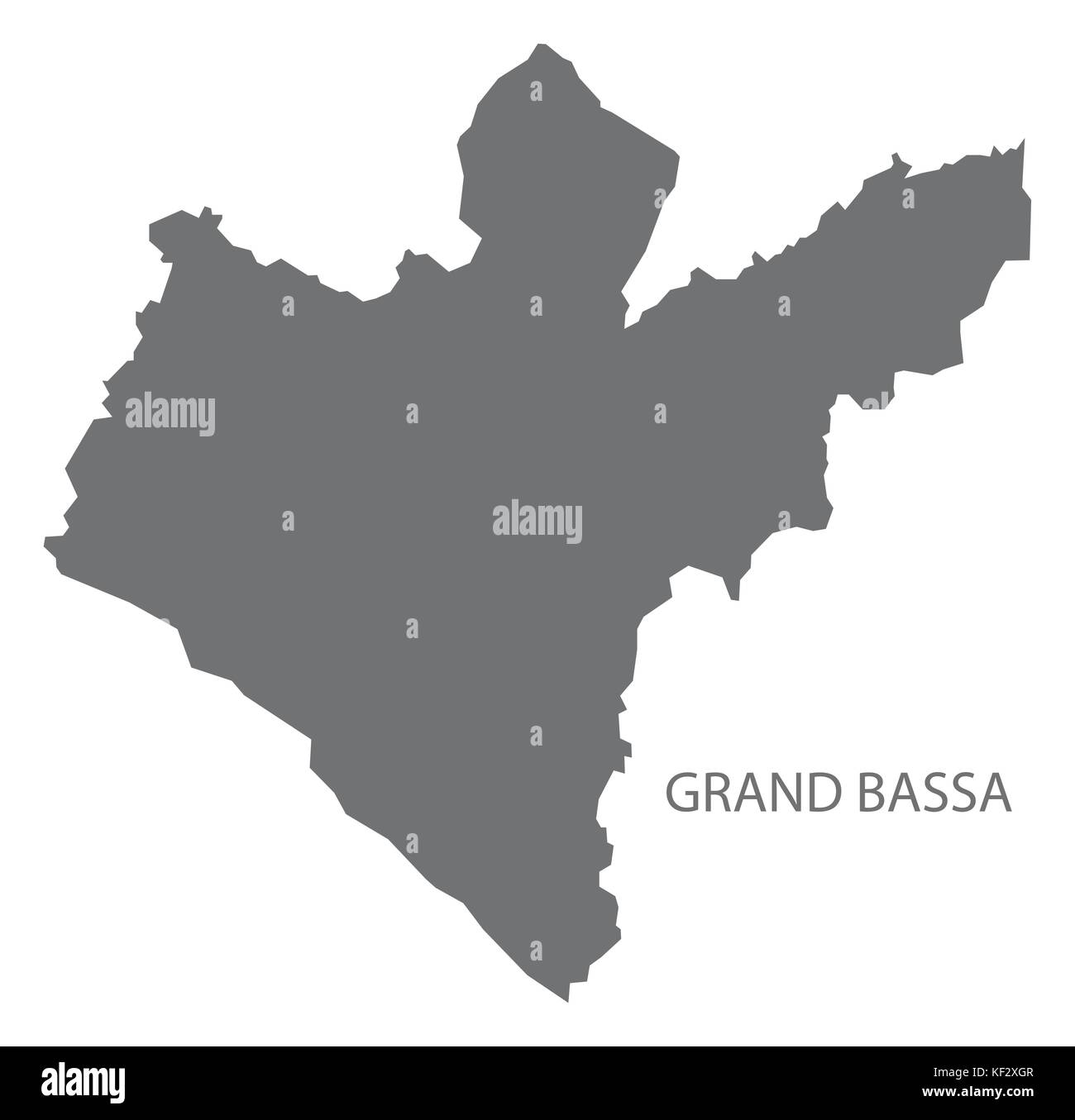 Grand Bassa county map of Liberia grey illustration silhouette shape ...
