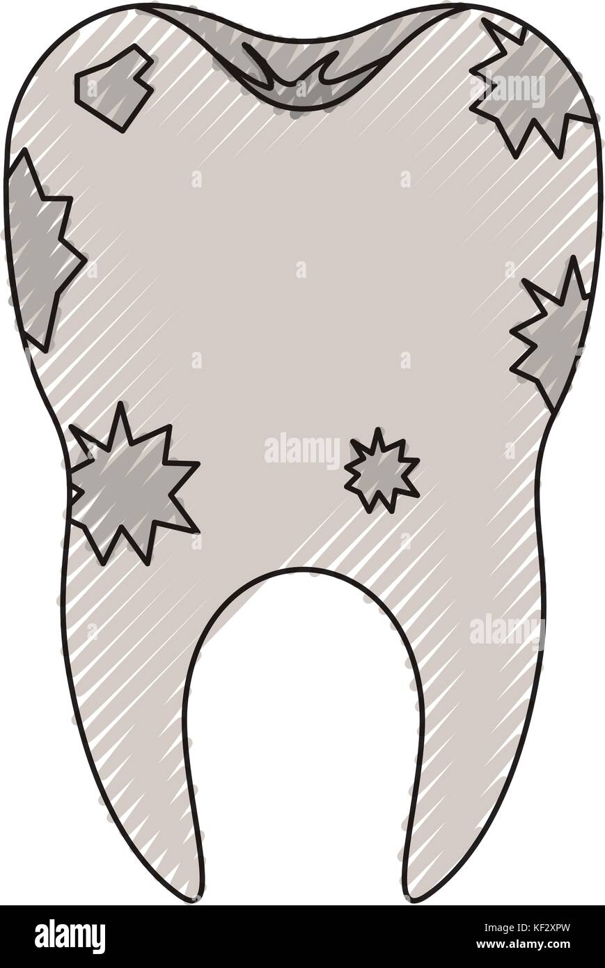 dirty tooth with root in colored crayon silhouette Stock Vector Image ...