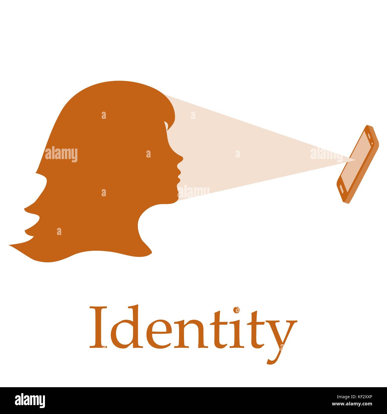 Illustration Of Recognition Of Female Face By Phone Biometric Verification And Identification