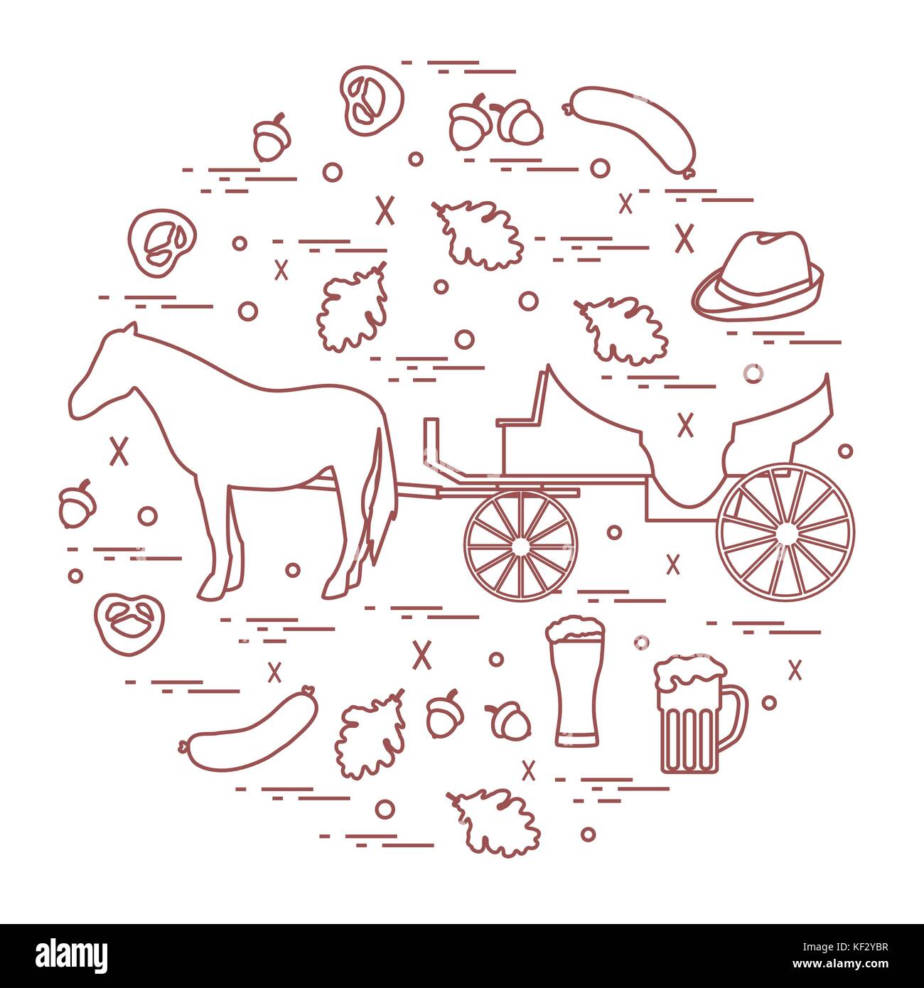 Vector illustration with various symbols of Germany arranged in a ...
