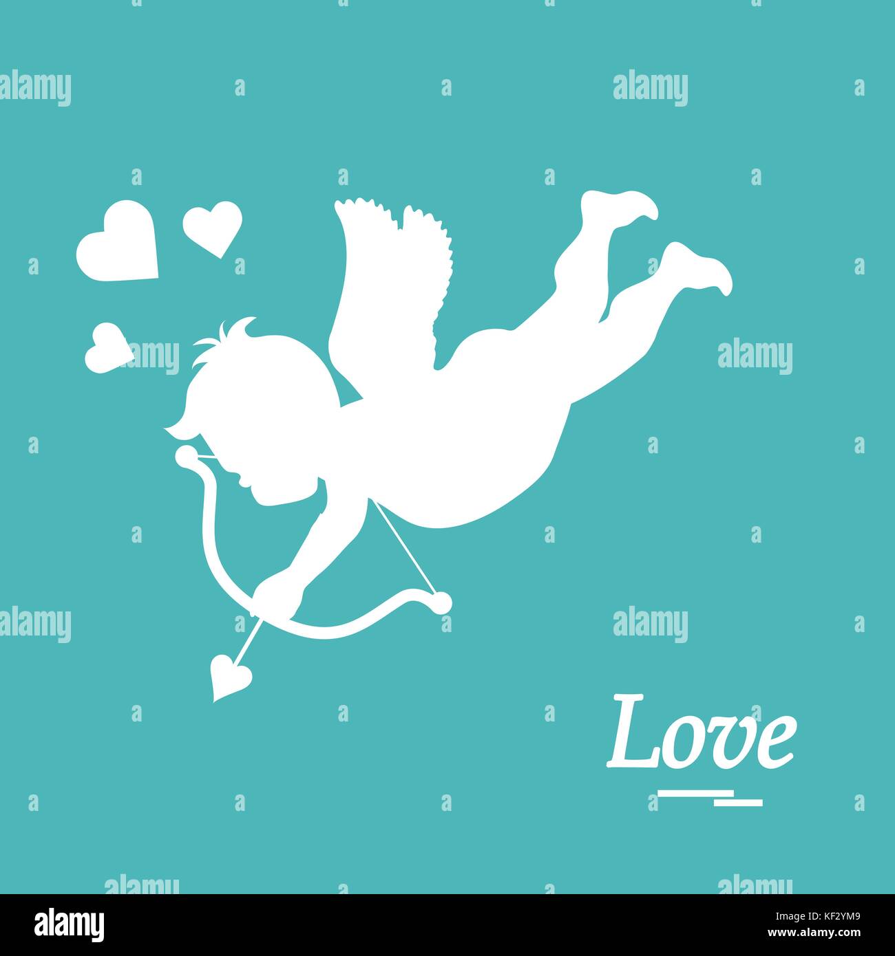 Cute vector illustration: cupid shoots a bow. Love symbol. Design for ...