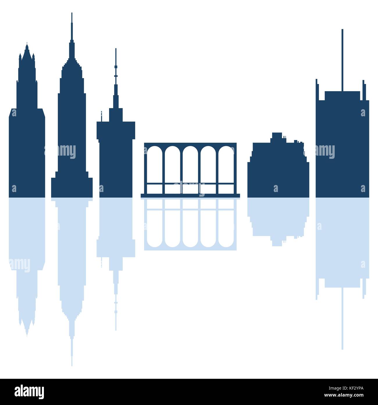Silhouettes of modern buildings in the USA and soaring eagle.Tall ...