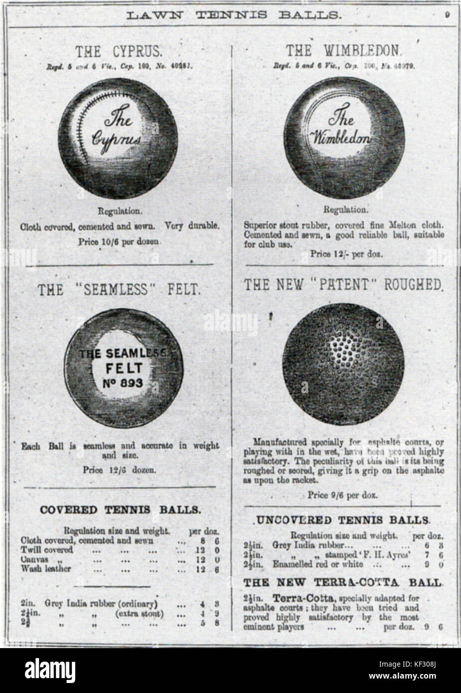 Tennis balls, advertisement, 19th century Stock Photo - Alamy
