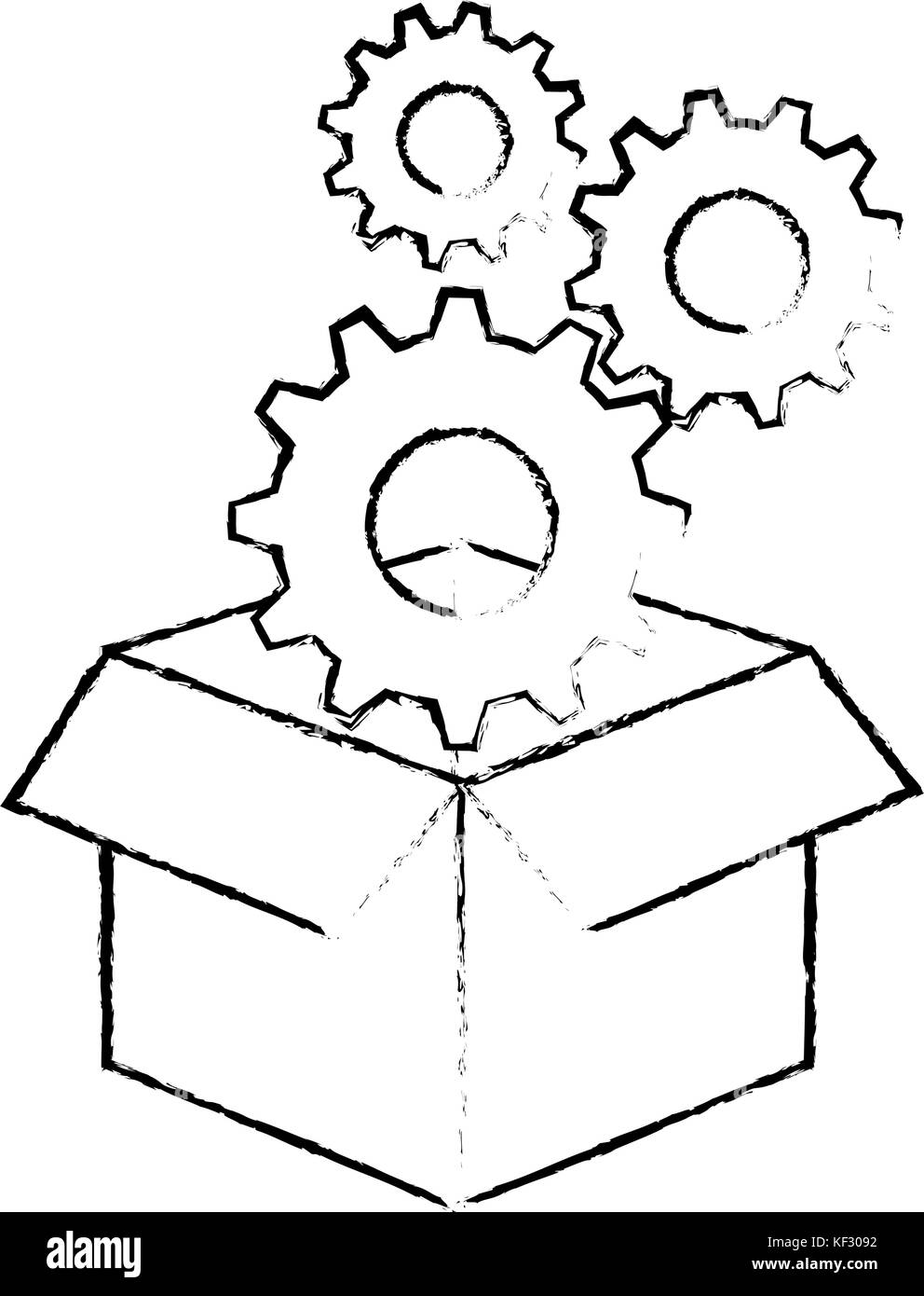 box with gears machine vector illustration design Stock Vector Image ...