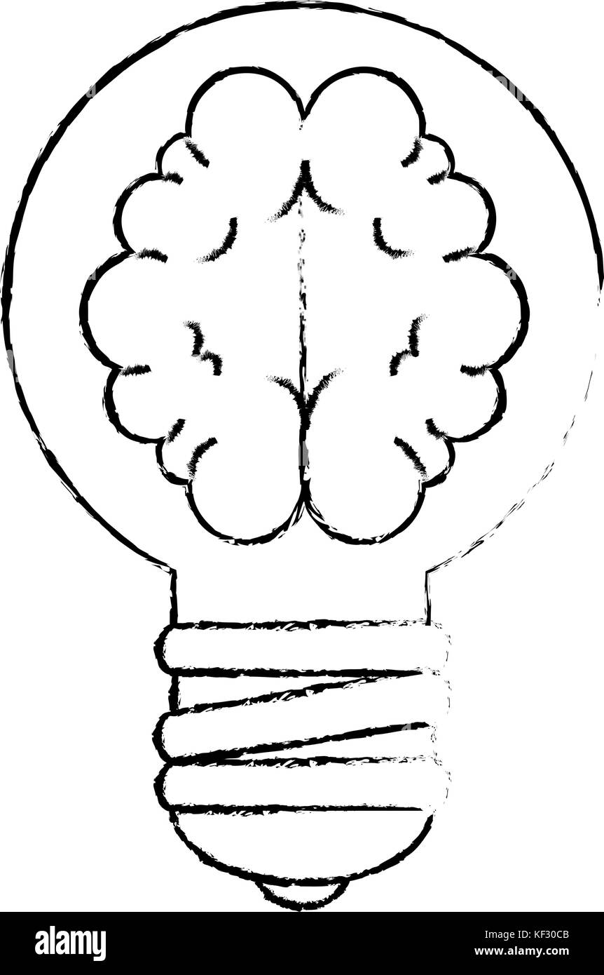 bulb light with brain vector illustration design Stock Vector Image ...