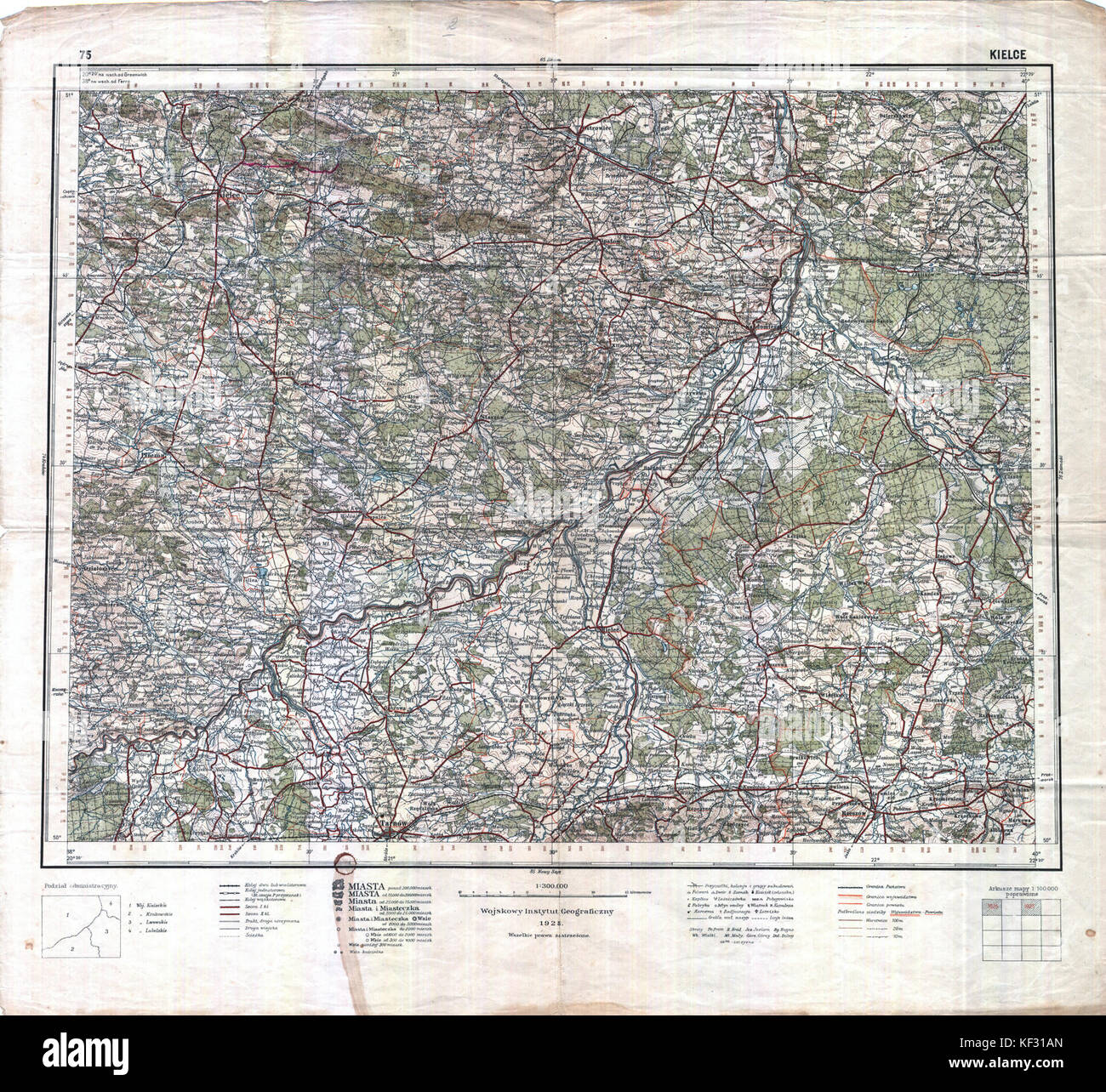 WIG Mapa Operacyjna Polski 75 Kielce 1928 Stock Photo - Alamy