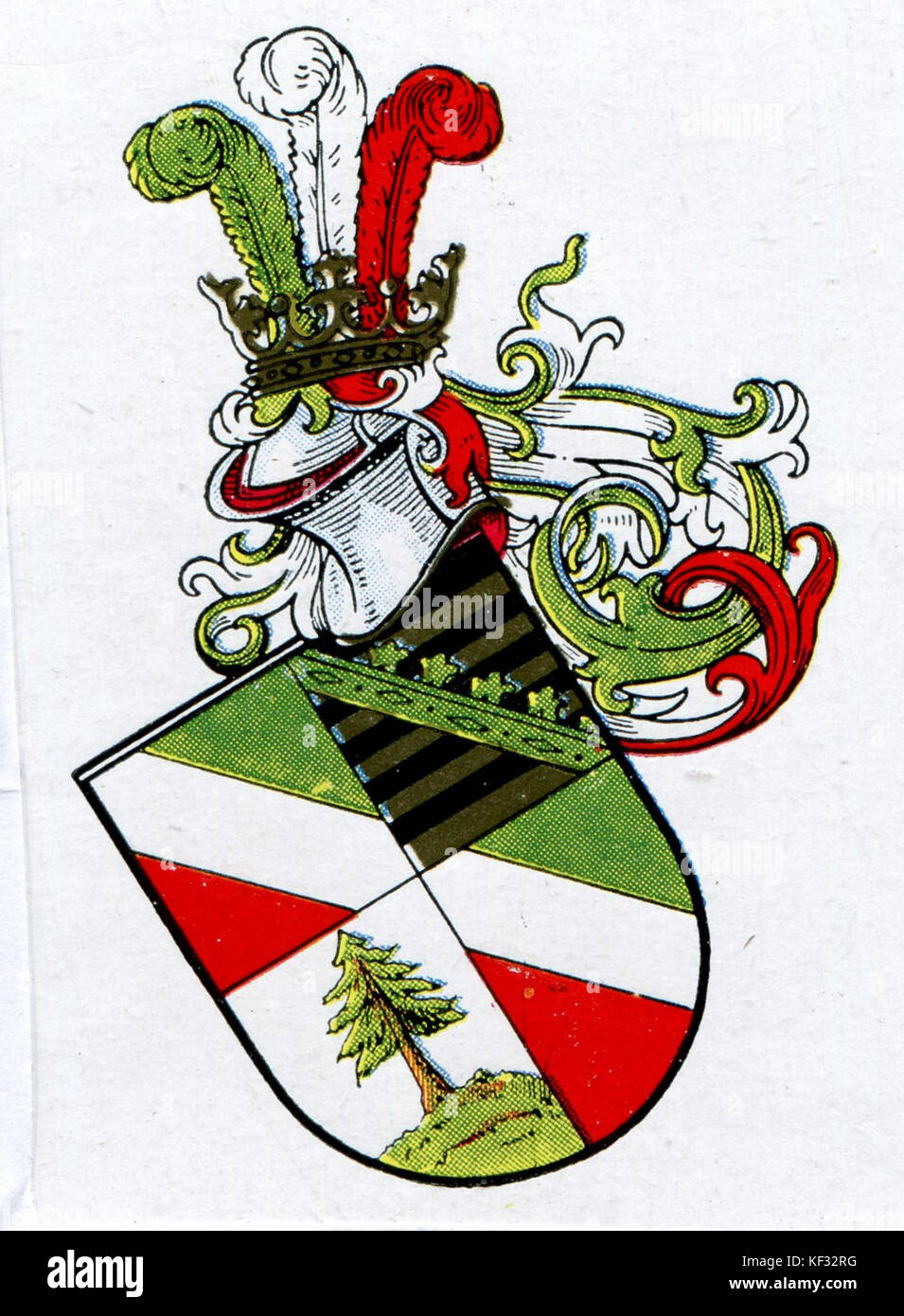 A heraldic emblem or coat of arms representing Saxonia Tharandt, a town ...