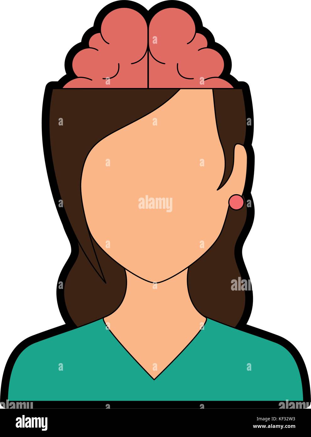 woman with brain avatar character vector illustration design Stock ...