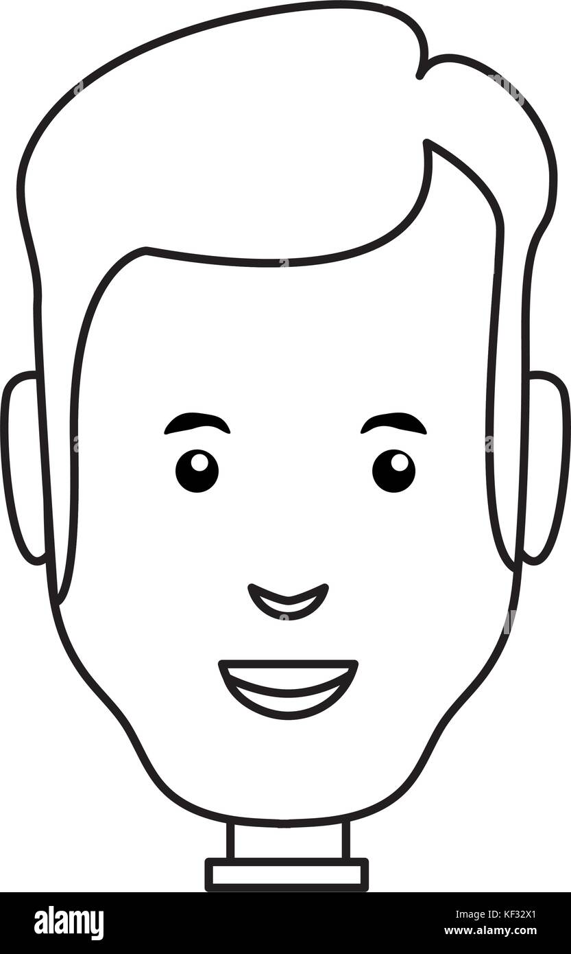 flat line uncolored man face over white background vector illustration ...