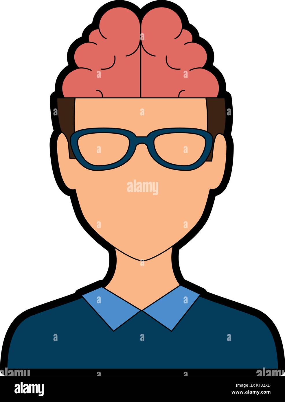 young man with brain avatar character vector illustration design Stock ...