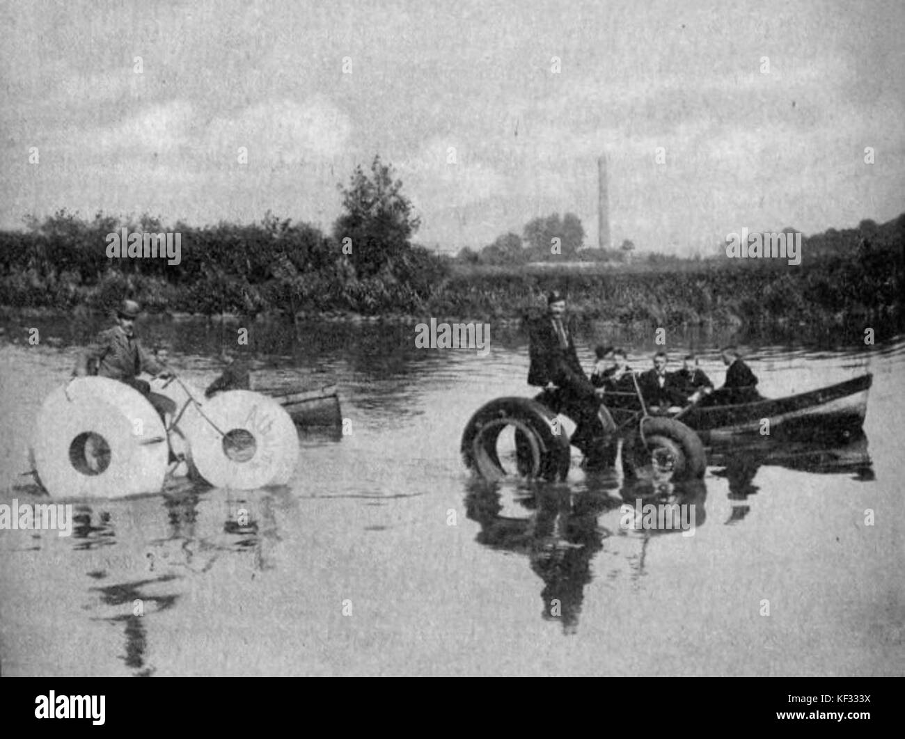 The water velociped is an early type of watercraft resembling a bicycle ...