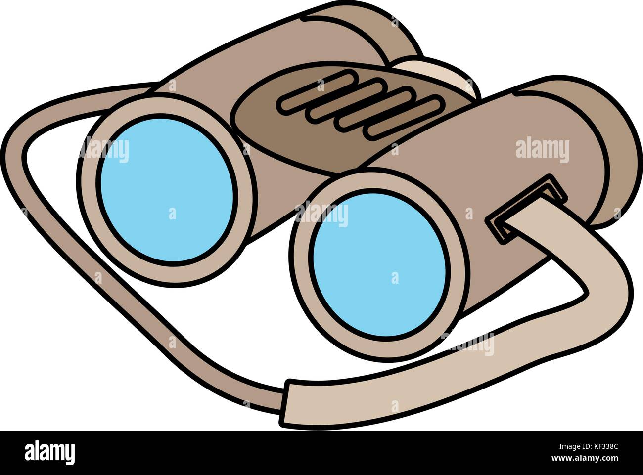 flat line colored binocular nover white background vector illustration ...