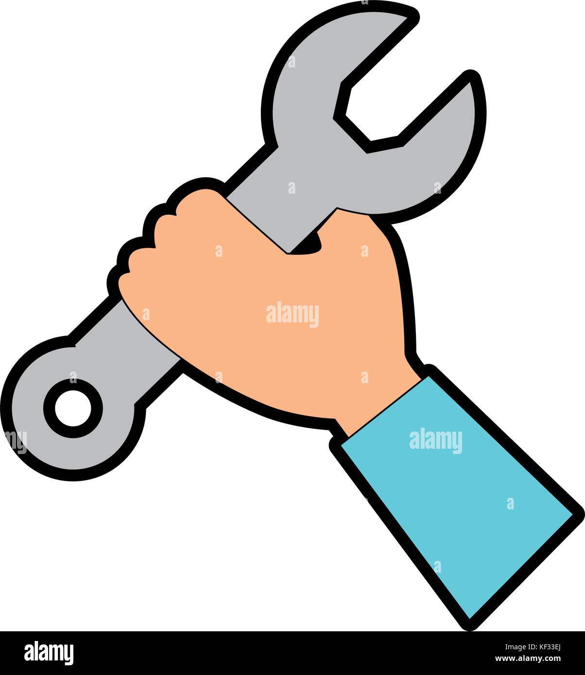 hand with wrench key isolated icon vector illustration design Stock ...