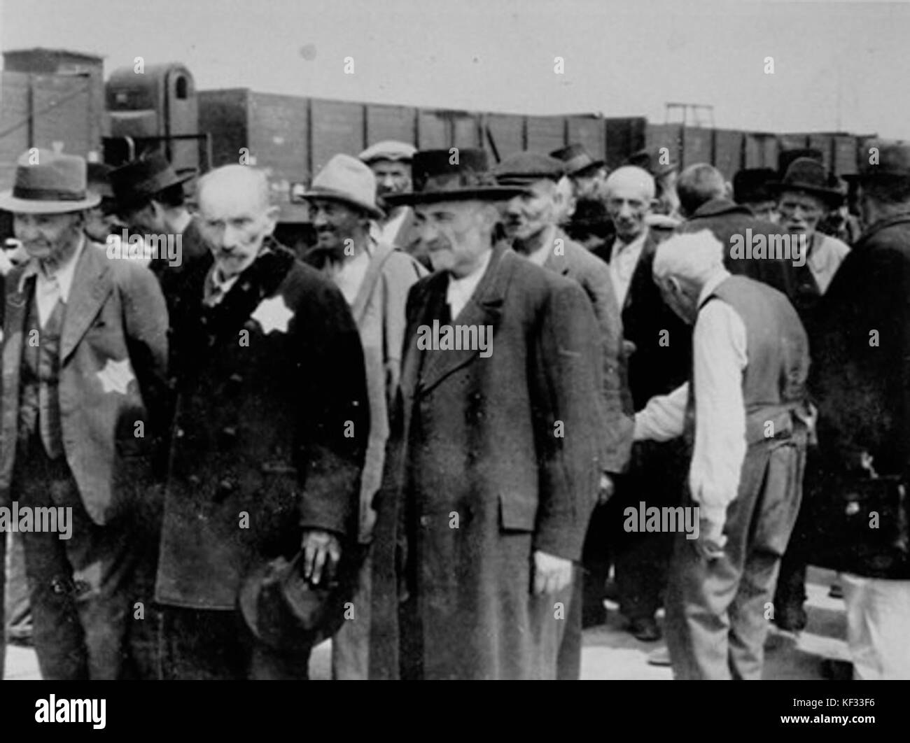 Russian Jews await selection in Auschwitz Stock Photo - Alamy